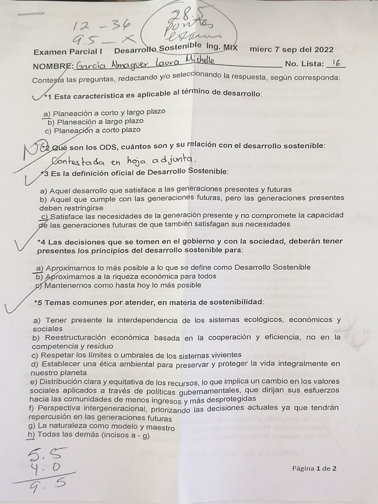 Examen.- Desarrollo Sustentable | PDF