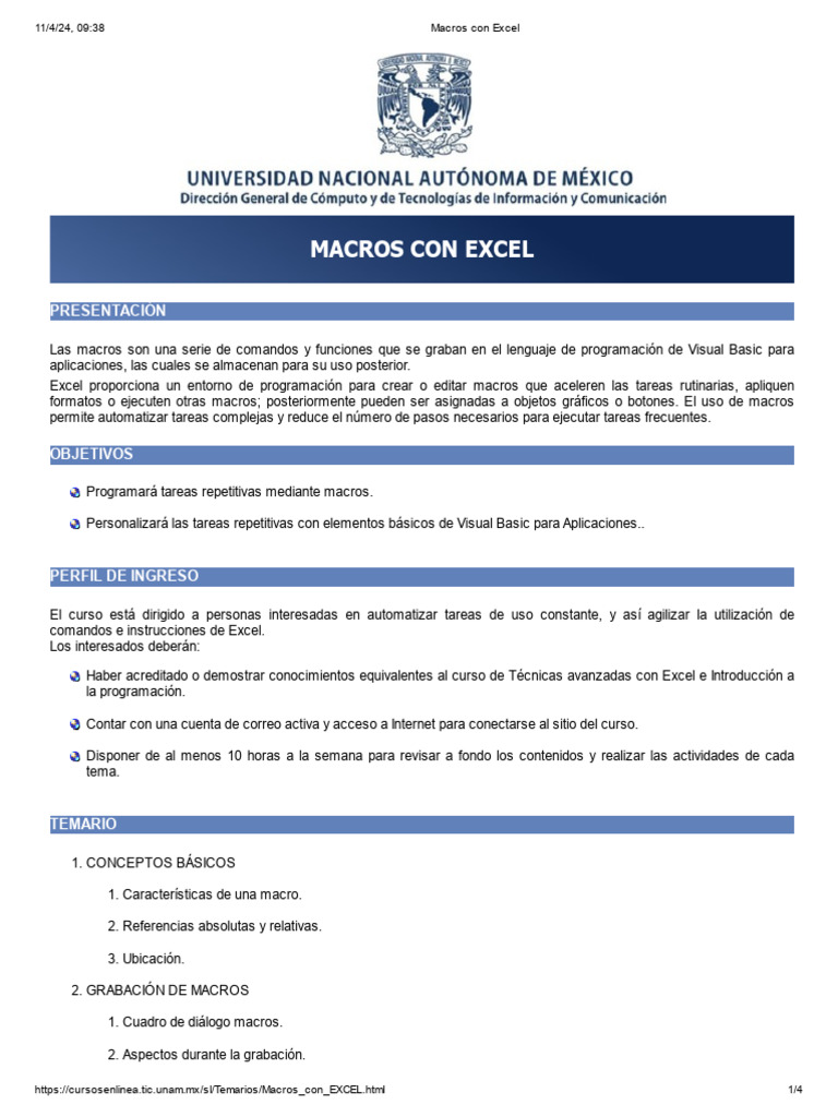 Macros Con Excel: Presentación | PDF | Macro (informática) | Microsoft Excel