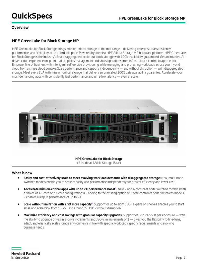 HPE GreenLake For Block Storage MP-A50006985enw | PDF | Solid State ...