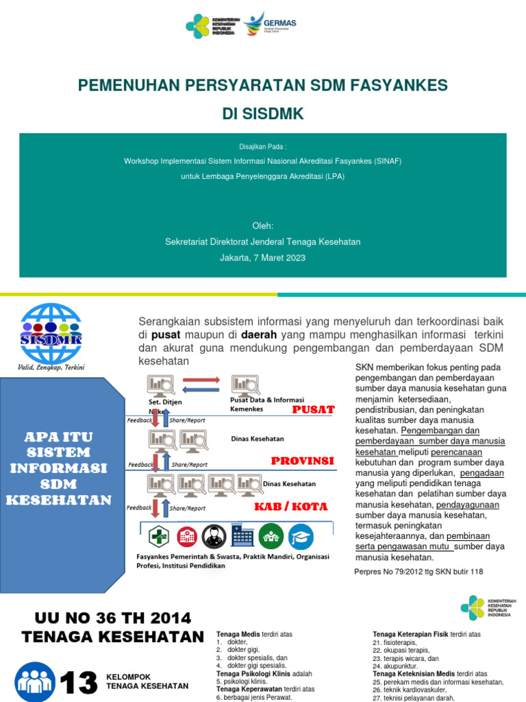 Pemenuhan SDM Fasyankes di SISDMK | PDF | Kesehatan Holistik | Sains & Matematika