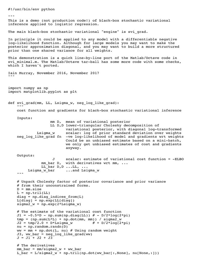 Stochastic Variational Inference for Logistic Regression | PDF | Variance | Applied Mathematics