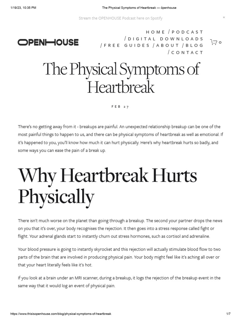 The Physical Symptoms of Heartbreak — ópenhouse | PDF | Broken Heart ...