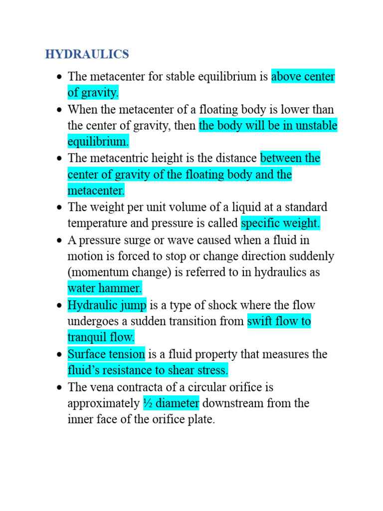 Hydro Terminology | PDF | Fluid Dynamics | Pressure