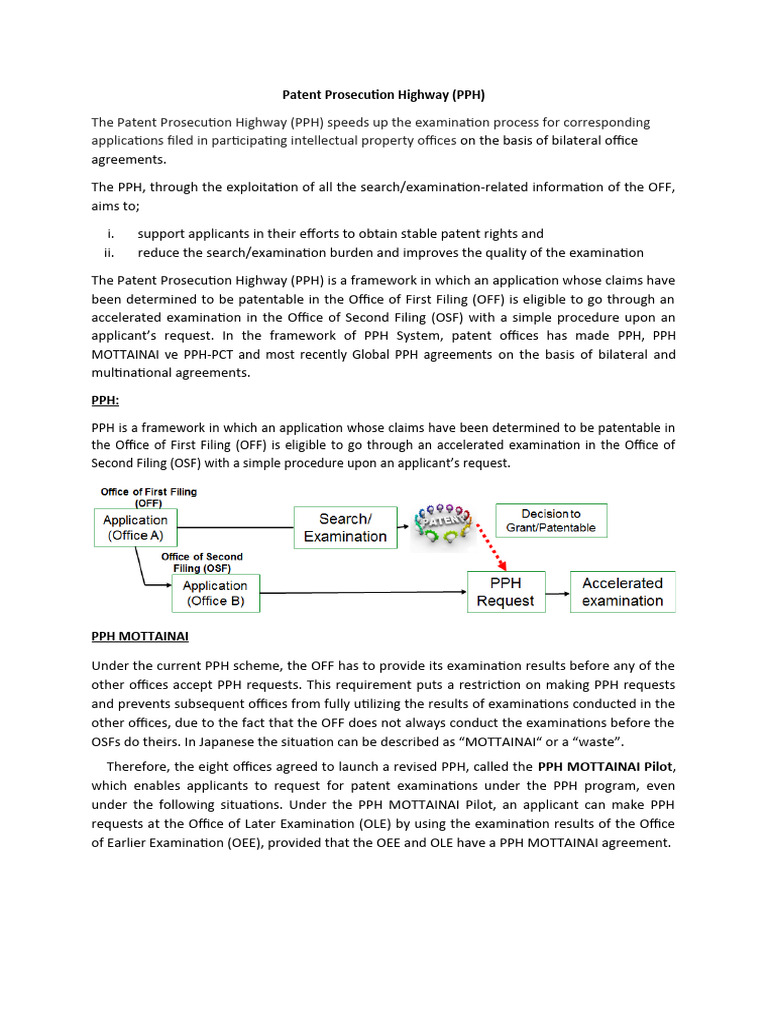 Patent Prosecution Highway - PPH | PDF | Patent | Intellectual Property Law