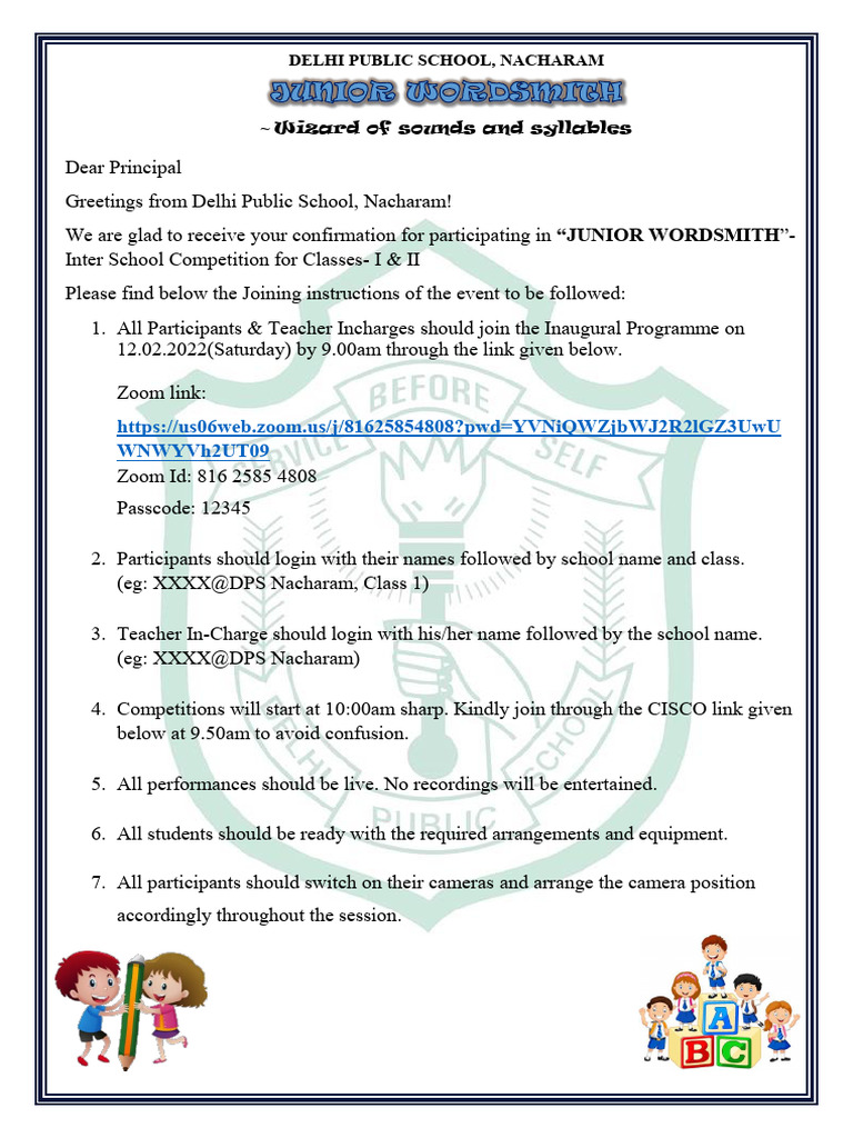 Junior Wordsmith Competition Details | PDF | Technology & Engineering | Career & Growth