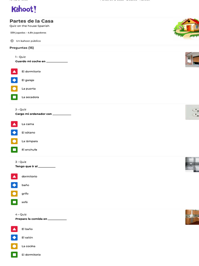Kahoot Partes de La Casa | PDF