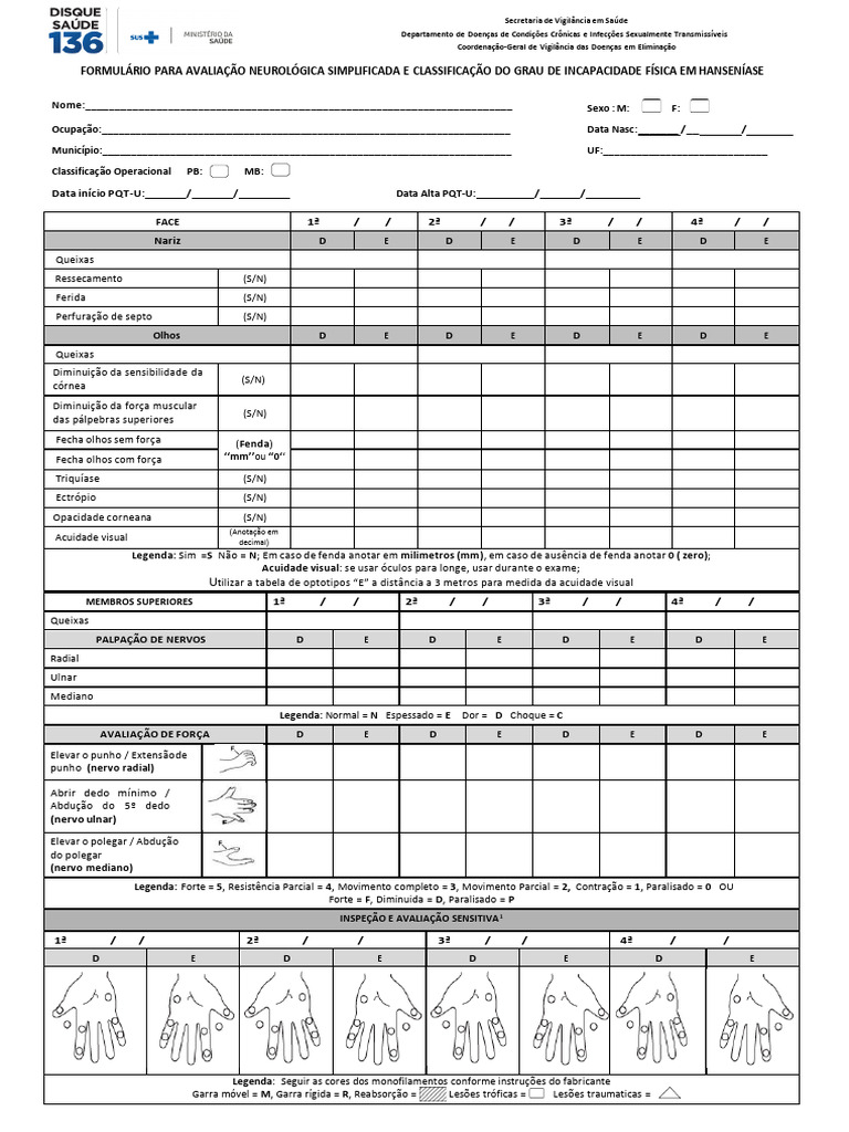 Avaliação Neurológica em Hanseníase | PDF | Lepra | Sistema nervoso
