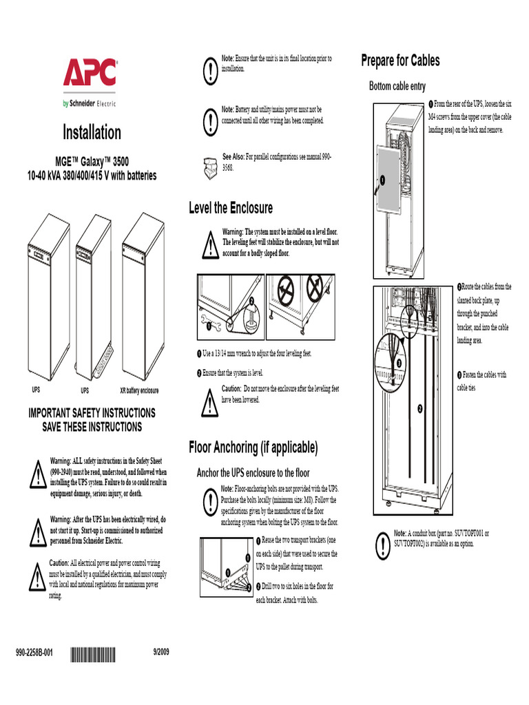 APC MGE Galaxy 3500 Installation - Manual (EN) | Download Free PDF ...