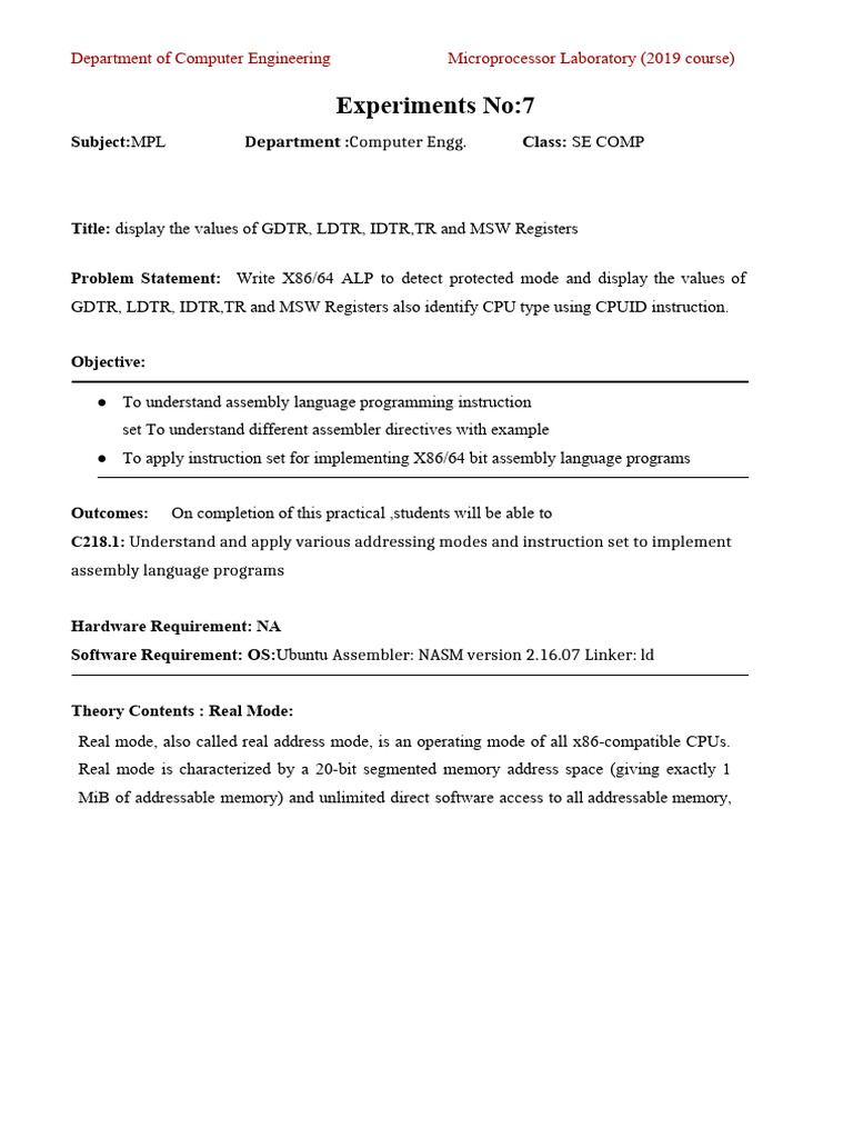 GDTR and CPU Registers in Assembly | PDF | X86 Architecture | Office ...