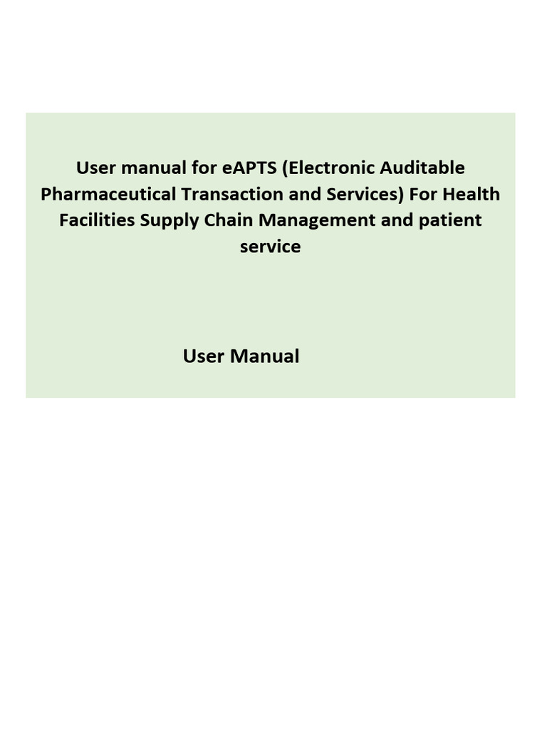 eAPTS User Manual for Health Facilities | PDF | Menu (Computing ...