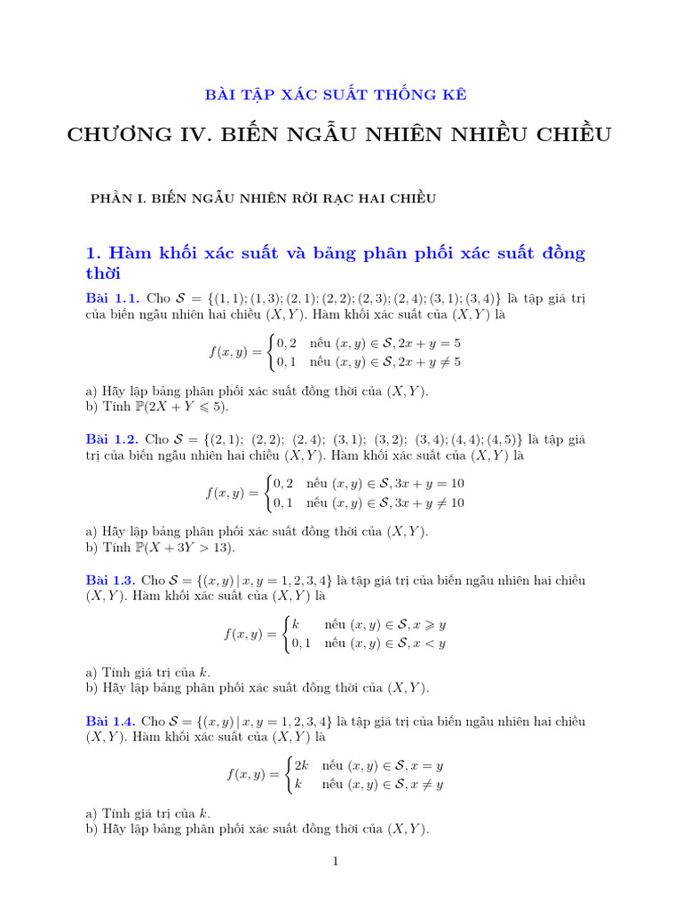 BT - XSTK - Chuong4 M I | PDF
