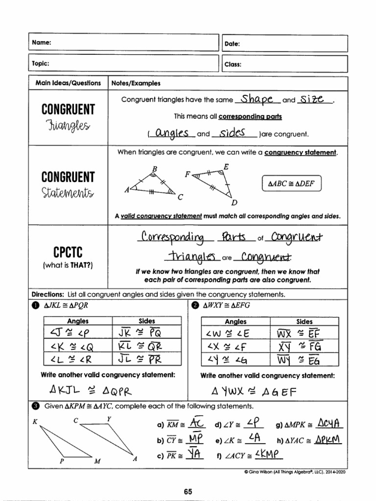 Unit 4 Notes and Homework Answers Proofs | PDF | Elementary Geometry ...