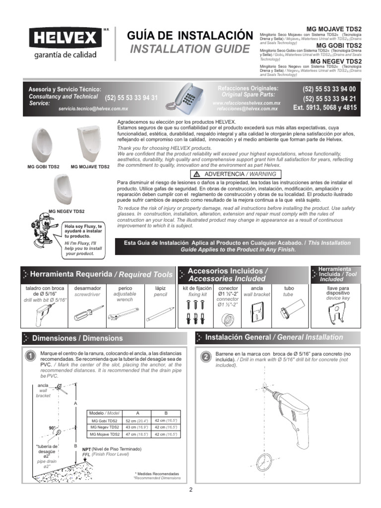 Manual Mingitorio Helvex | PDF | Tecnología