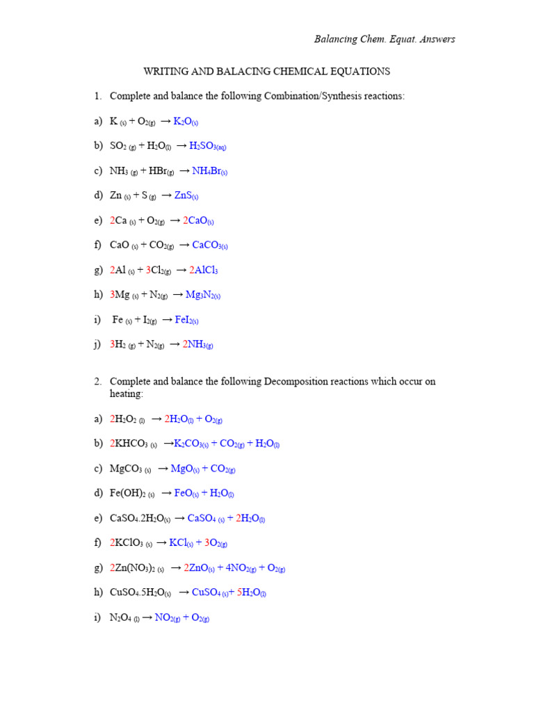 Balancing Chemical Equations Guide | PDF | Atoms | Chemical Substances
