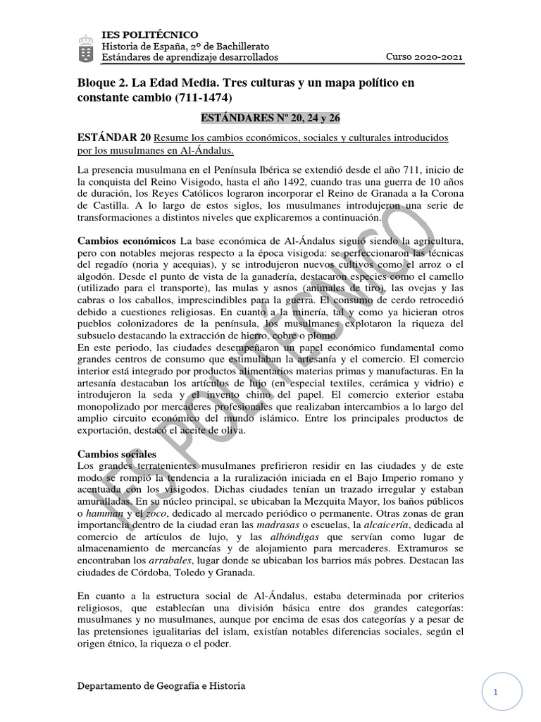 Bloque 2. Est Ndares | PDF | Al Andalus | Nobleza