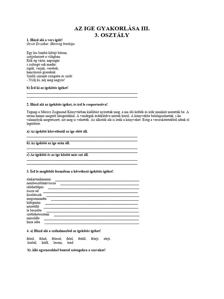 Az Ige Gyakorlása Iii | PDF