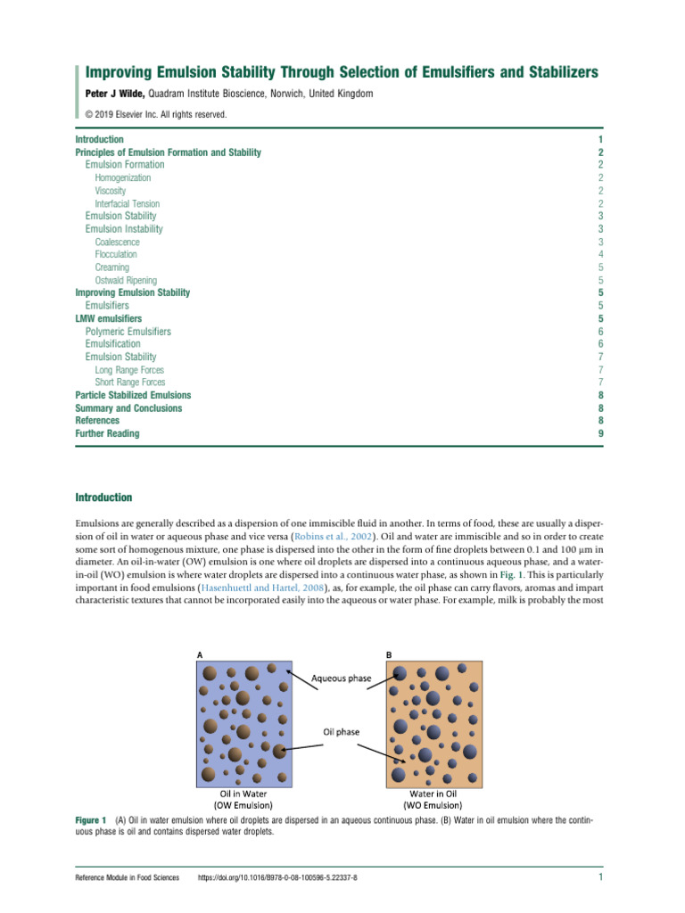 Improving Emulsion Stability Through Selection of Emulsifiers and ...