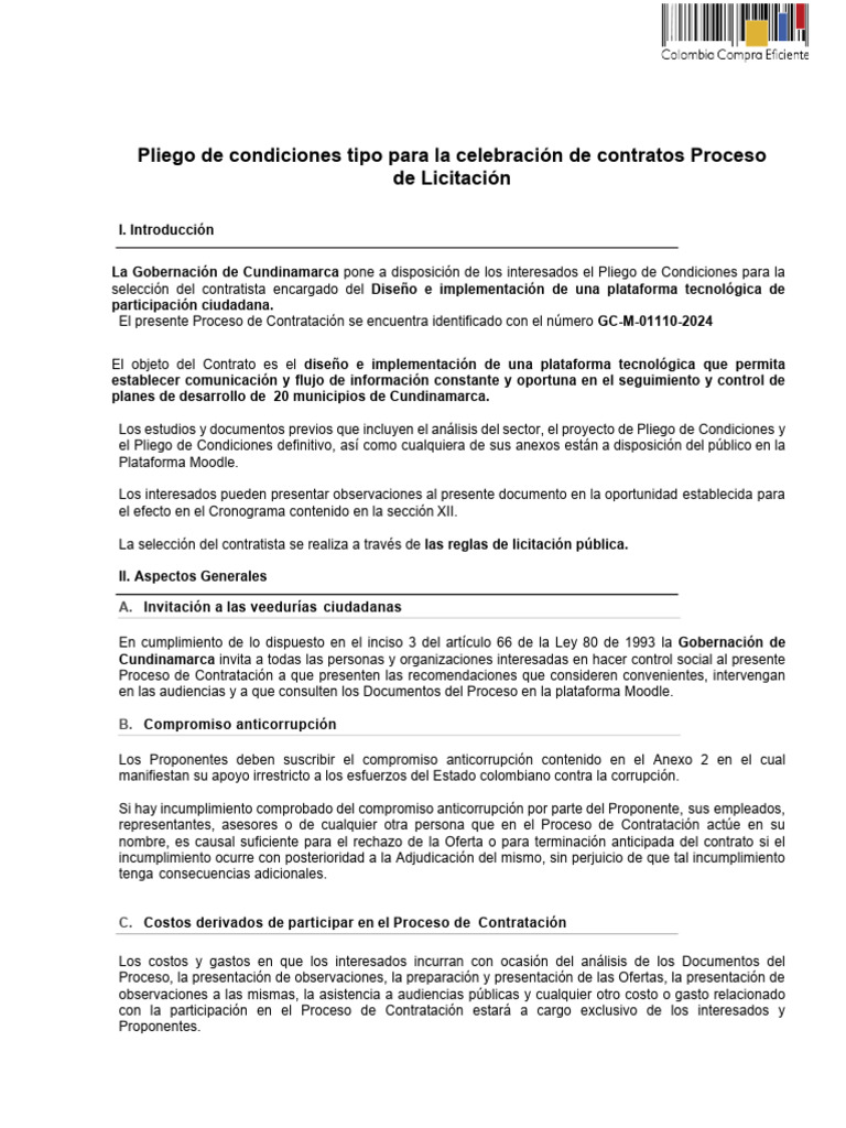 Pliego de Condiciones Tipo para La Celebración de Contratos | PDF | Software