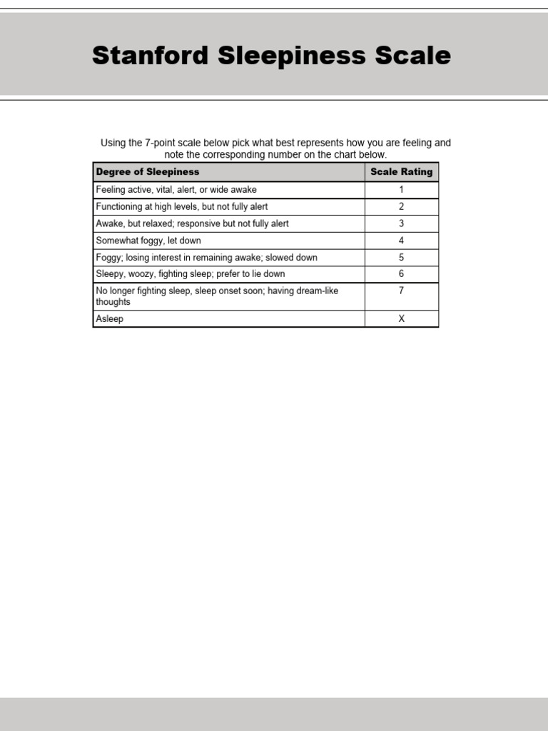 SSS Questionnaire | PDF | Sleep | Psychometrics