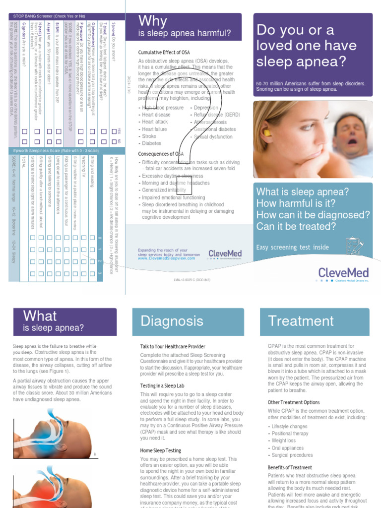 Clevemed Sleep Apnea Trifold | PDF | Sleep Apnea | Causes Of Death