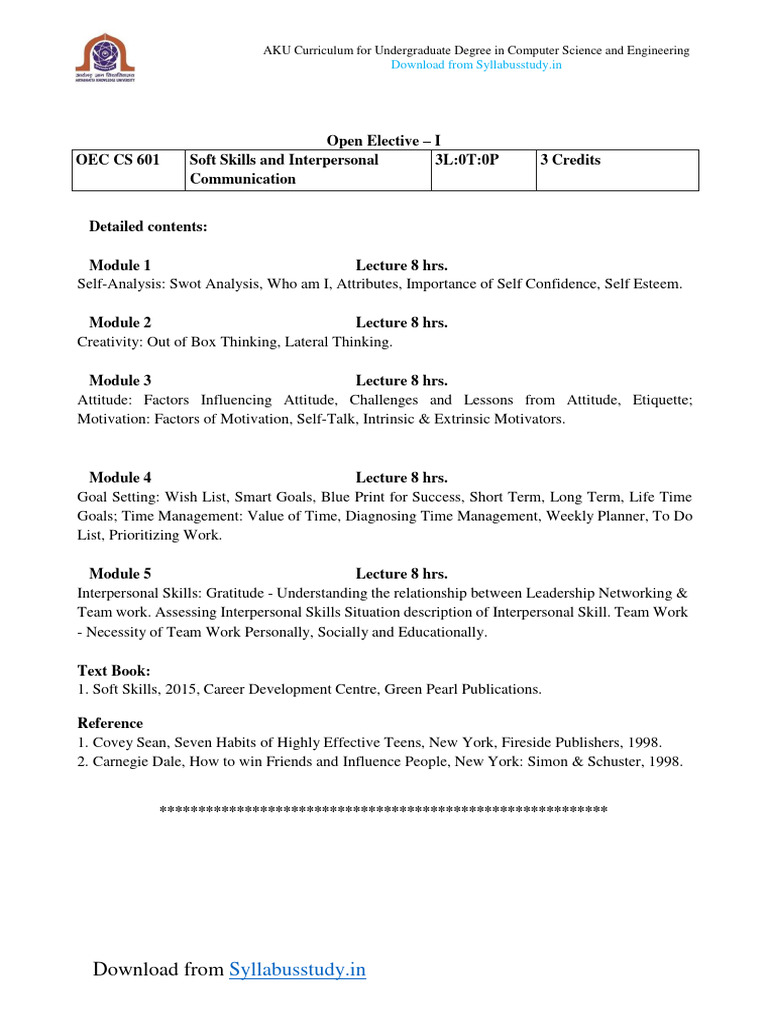 Soft Skills Curriculum for CS Students | PDF | Career & Growth