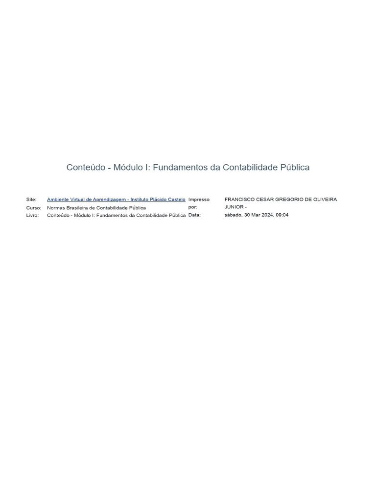 Conteúdo - Módulo I - Fundamentos Da Contabilidade Pública | PDF | Contabilidade | Balancete