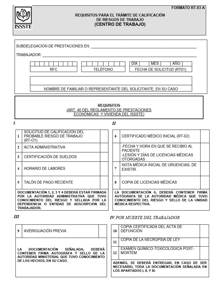 Formato RT 03 A Riesgo o Accidente en El Centro de Trabajo | PDF
