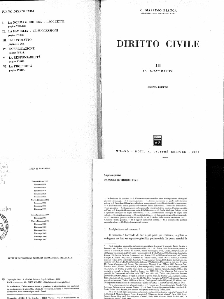 Diritto Civile - Massimo Bianca - 3 Il Contratto | PDF