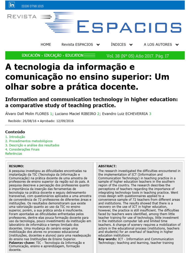 Tic No Ensino Superior, Um Olhar Docente | PDF | Tecnologia da ...