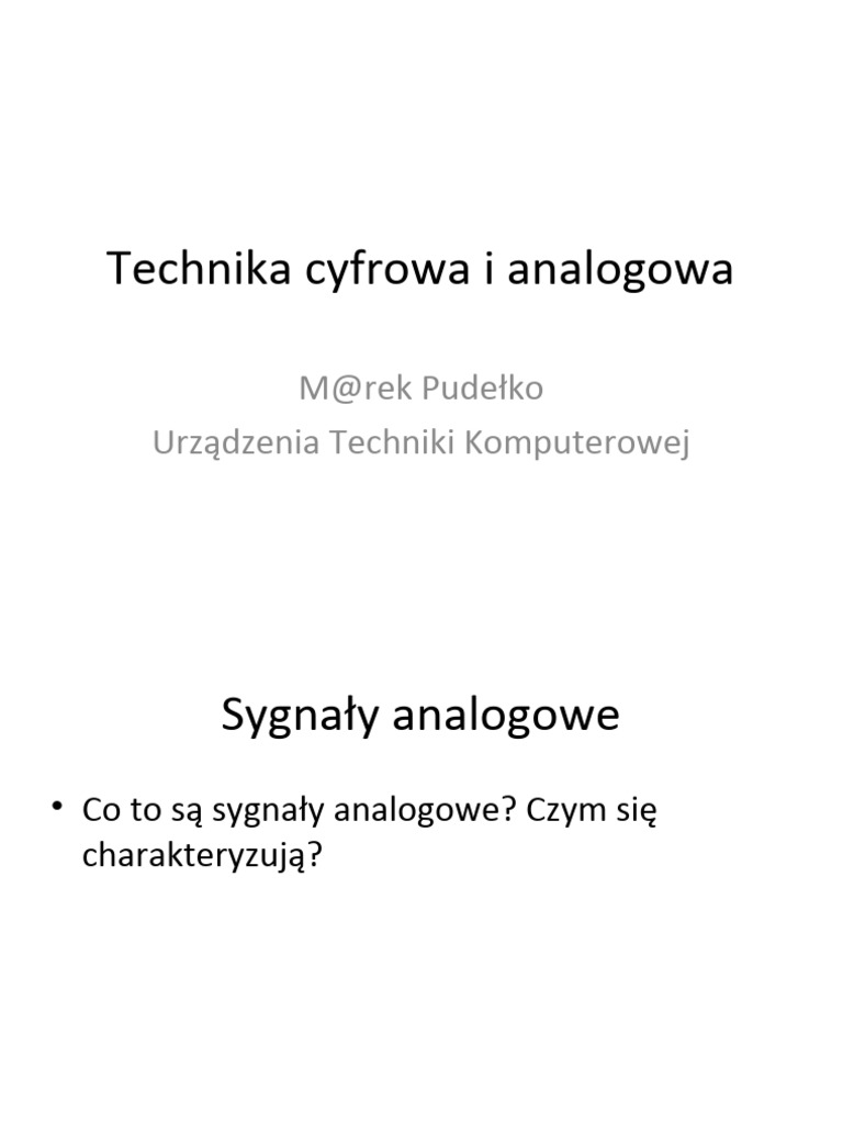 01 Technika Cyfrowa Ianalogowa | PDF