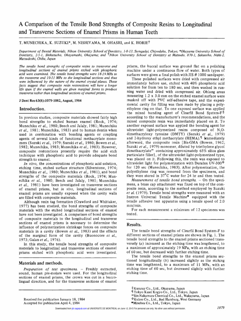 Tensile Bond Strengths of Composite Resins | PDF | Dental Composite ...