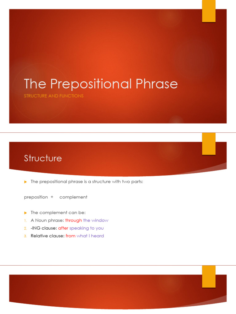 The Prepositional Phrase | PDF | Preposition And Postposition | English Grammar