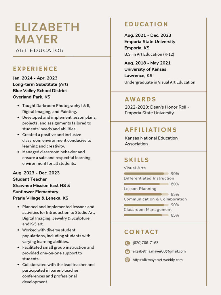 Elizabeth Mayer - Art Educator Profile | PDF | Learning | Behavior ...