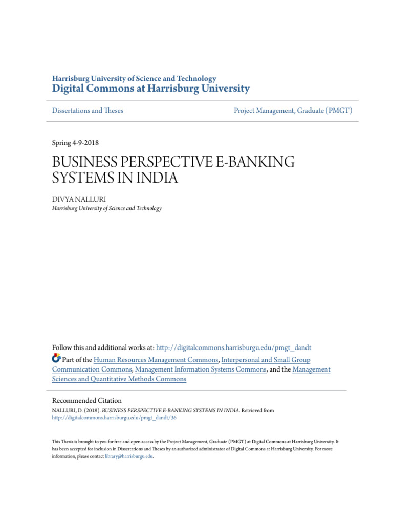 Business Perspective E-Banking Systems in India | PDF | Online Banking ...