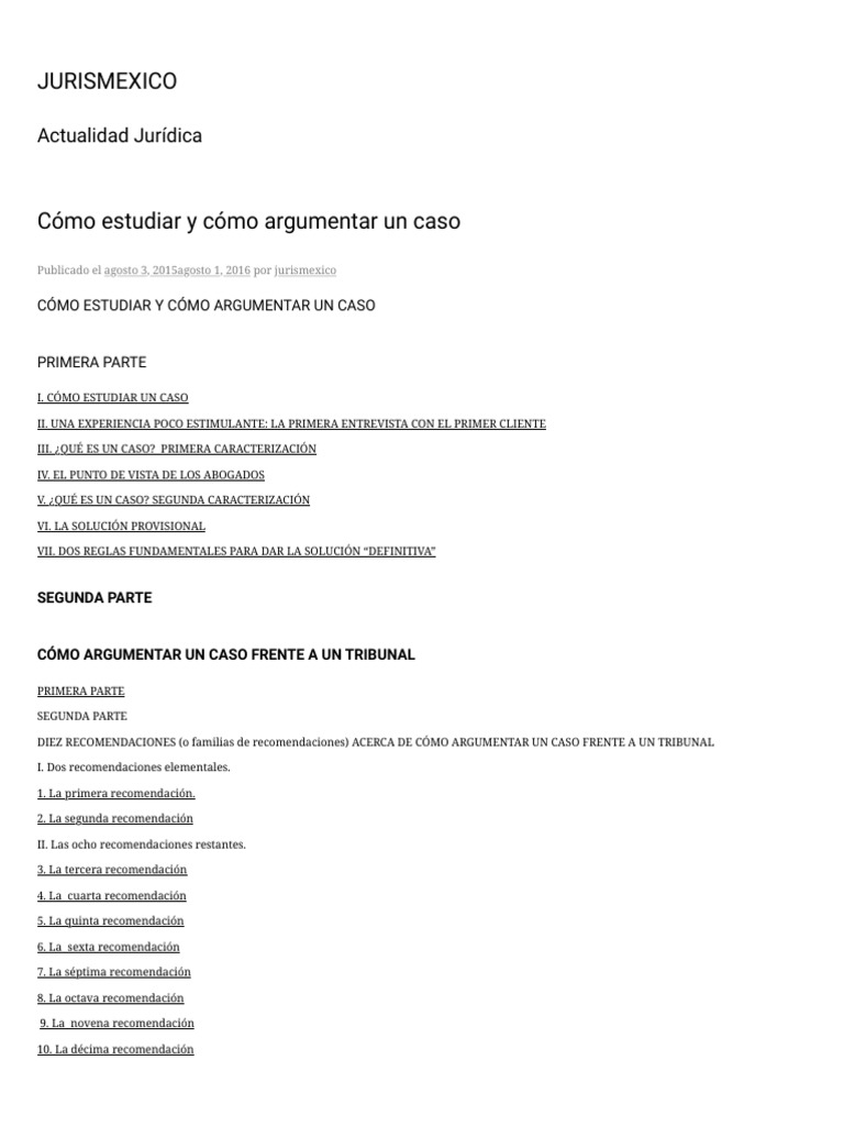 Cómo estudiar y cómo argumentar un caso – | PDF | Abogado | Enseñando