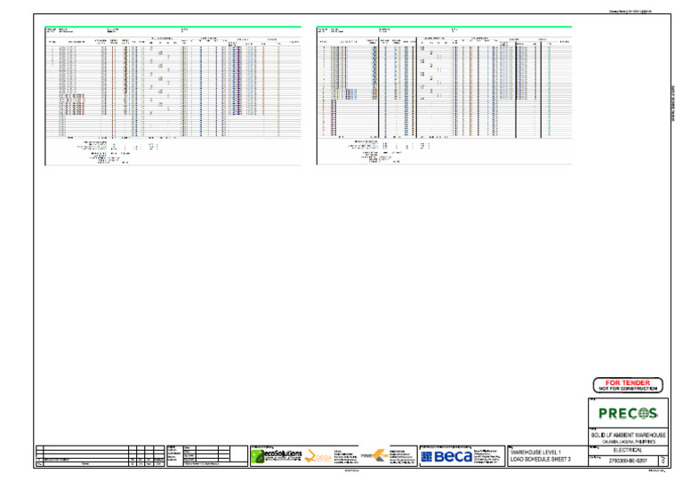 2790300-Be-9207 - Warehouse Level 1 Load Schedule Sheet 3-Rev 0 | PDF