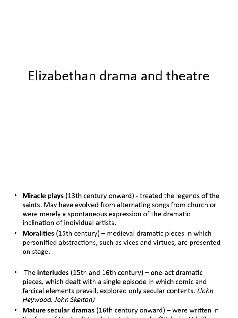 Elizabethan Drama: A Historical Overview | PDF