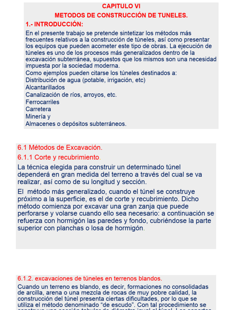 Capitulo VI | PDF | Perforación | Túnel