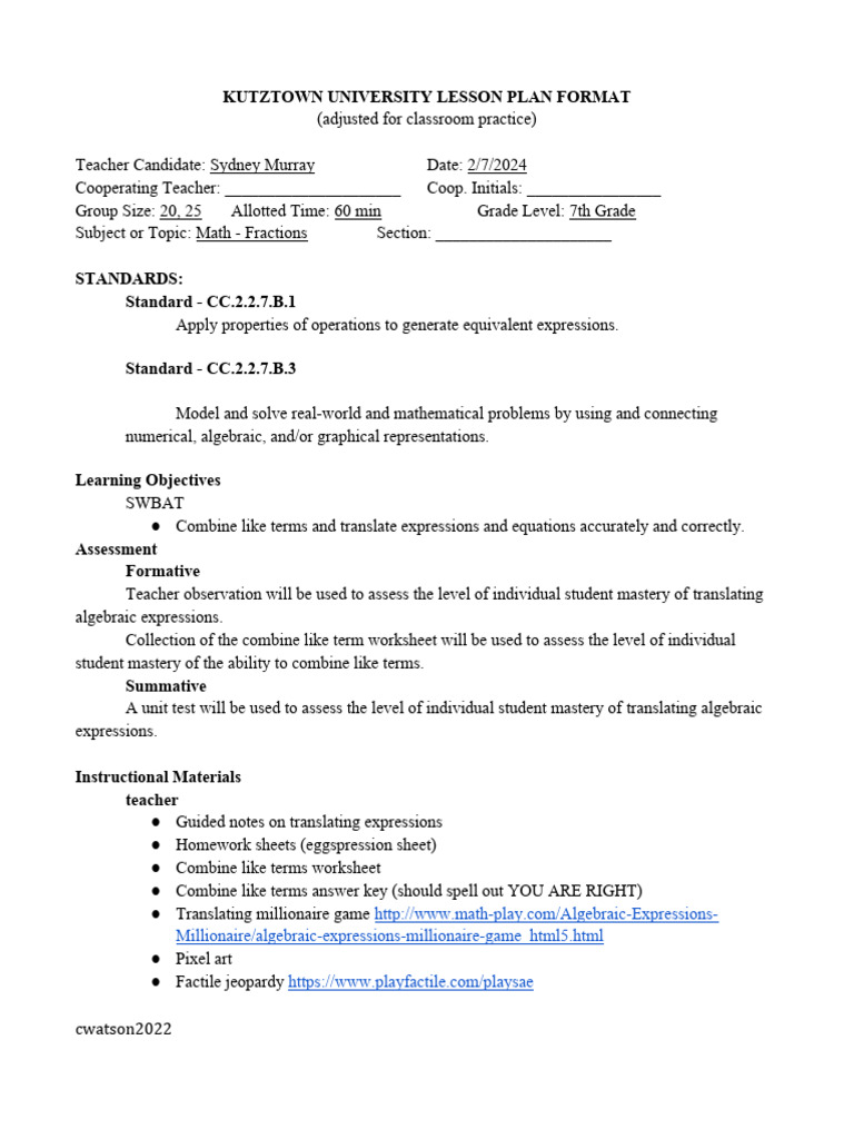 2 7 lesson plan-2 | PDF | Mathematics | Education Theory