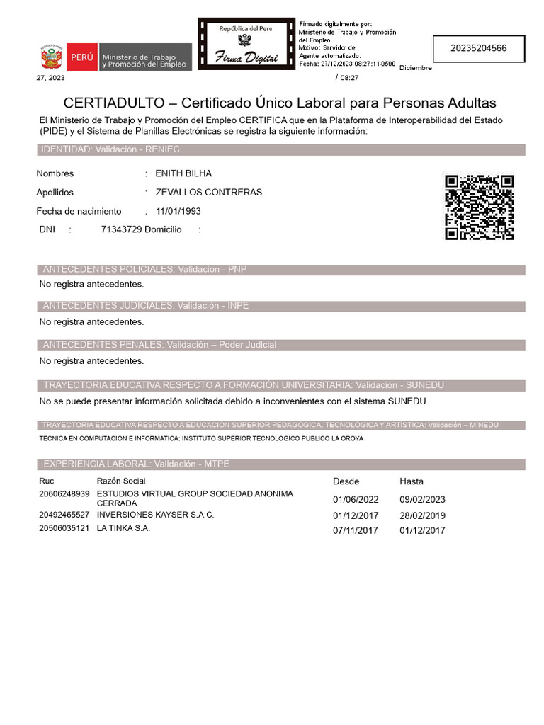 CertificadoDigital Enith | PDF | Documento de identidad | Gobierno