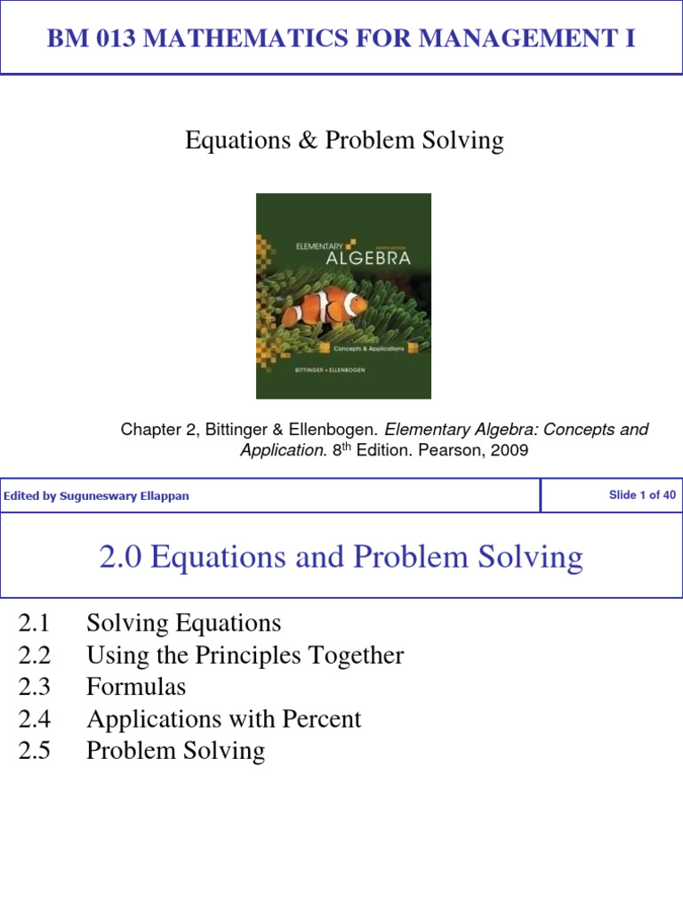 Mathematics of Management C2 (Equations and Problem Solving) | PDF ...