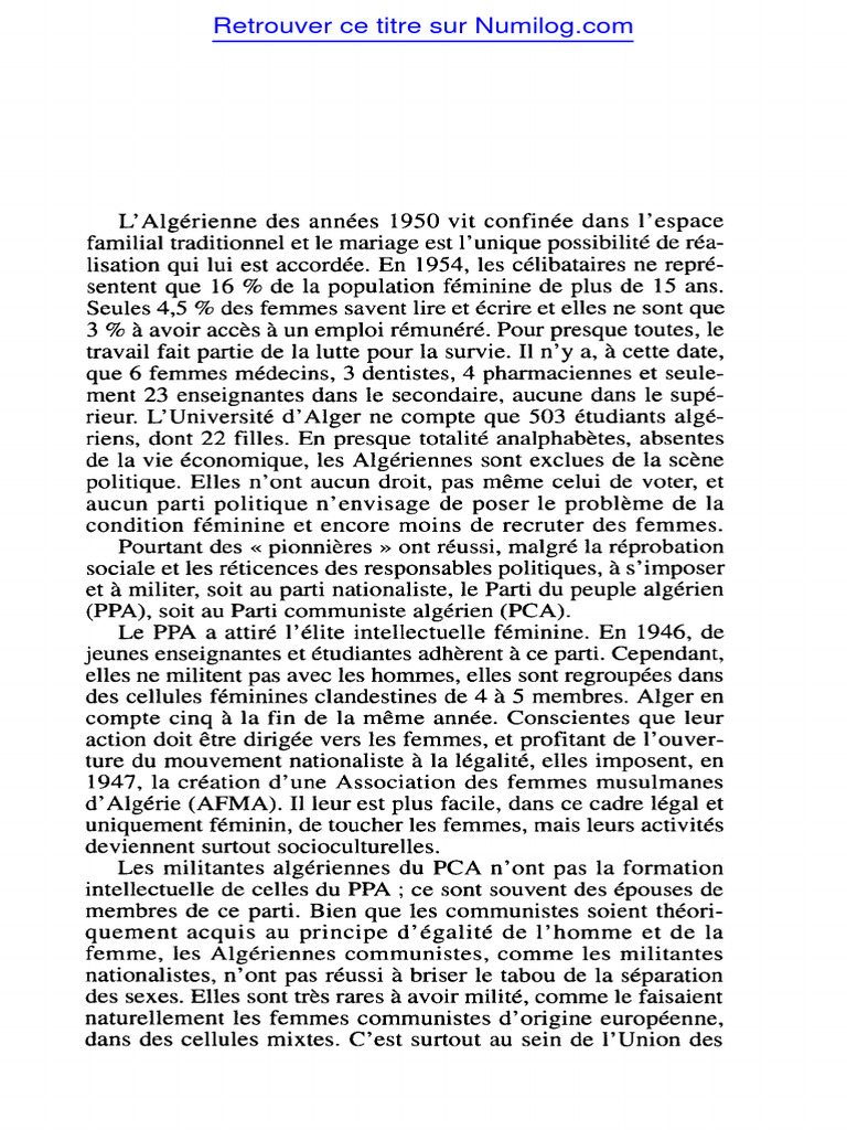 Algériennes des années 1950 : luttes et rôles | PDF | Algérie | Communisme
