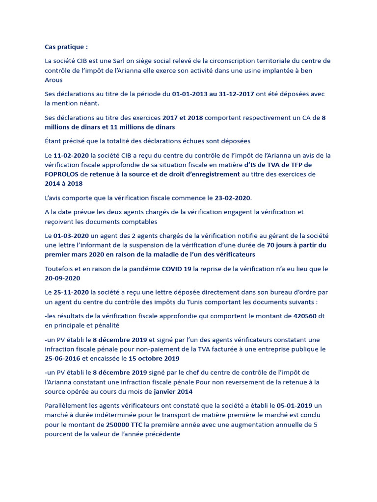 Cas Pratique 2 | PDF | Impôts | Taxe sur la valeur ajoutée