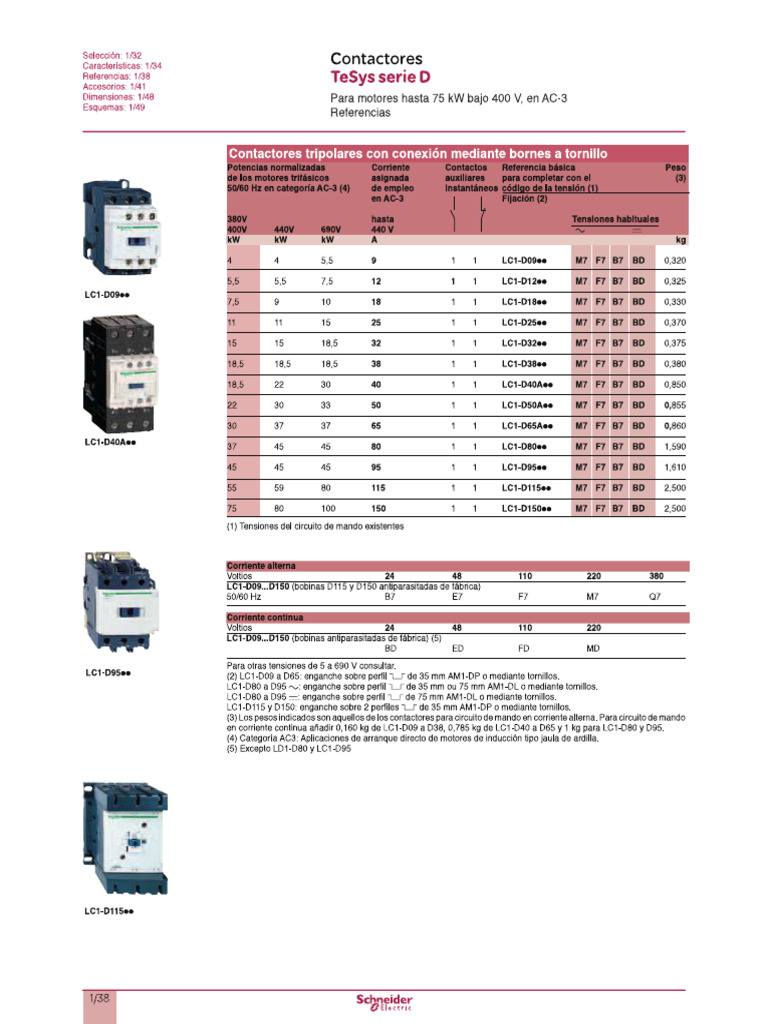Coordinación Contactores Schneider | PDF