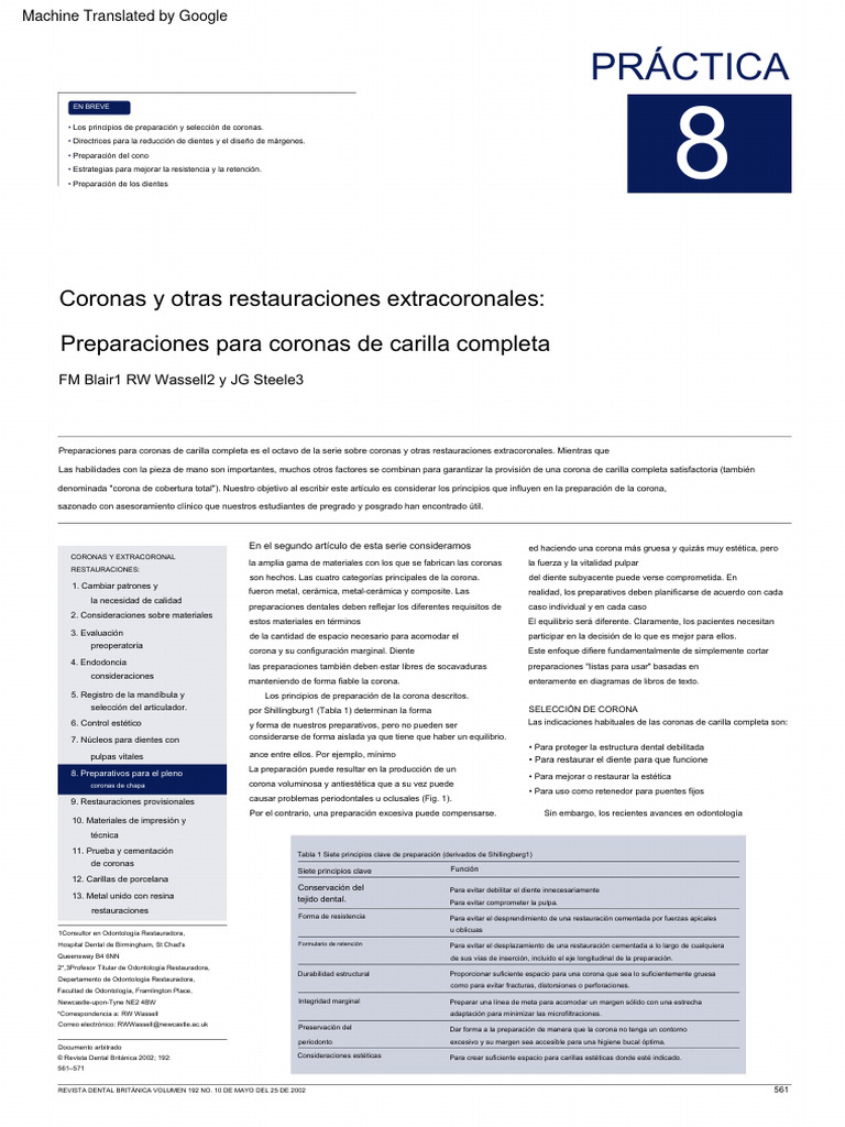 Preparación y Diseño de Coronas | PDF | Odontología | Diente