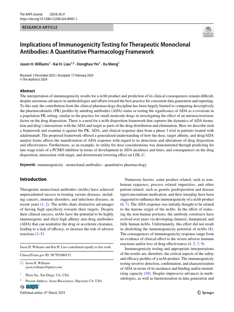 Williams Et Al-2024-The AAPS Journal | PDF | Immunogenicity ...