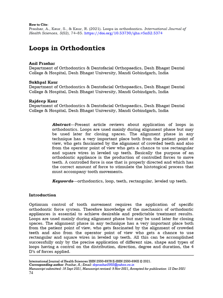 Orthodontic Loops Explained | PDF | Orthodontics | Tooth