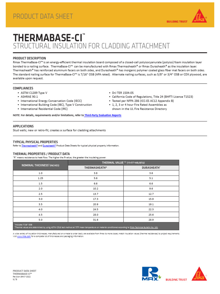 Rmax-ThermaBase-CI-Product-Data-Sheet | PDF | Building Insulation ...
