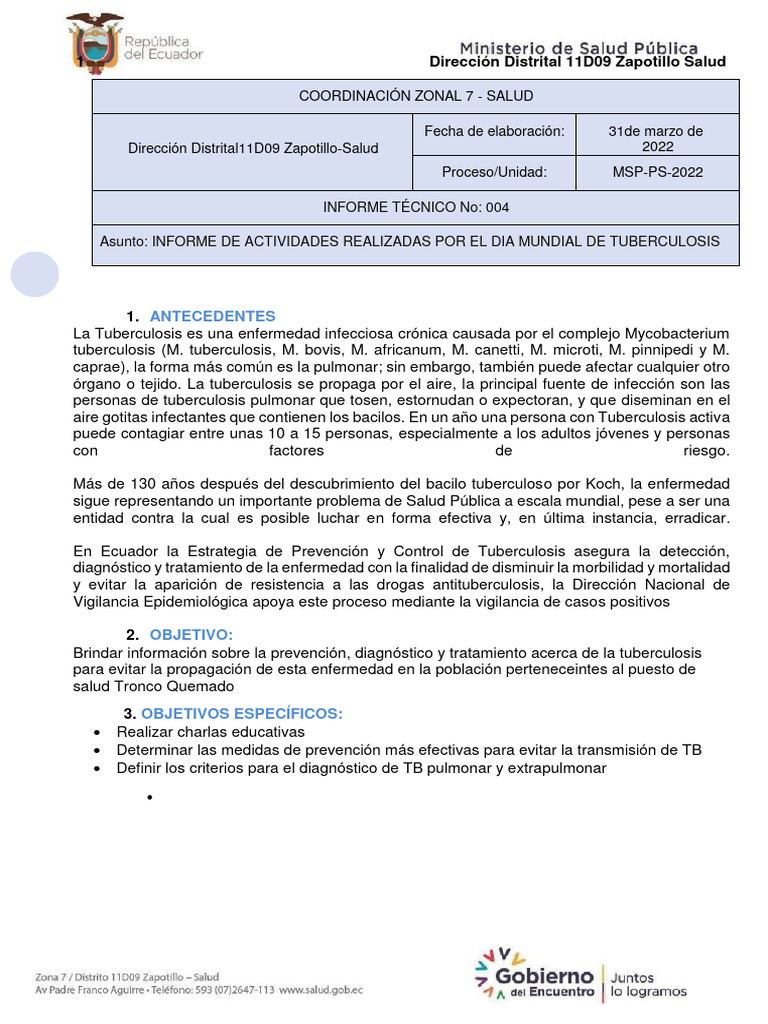 Informe de Actividades Tuberculosis-signed | PDF | Tuberculosis | Salud pública