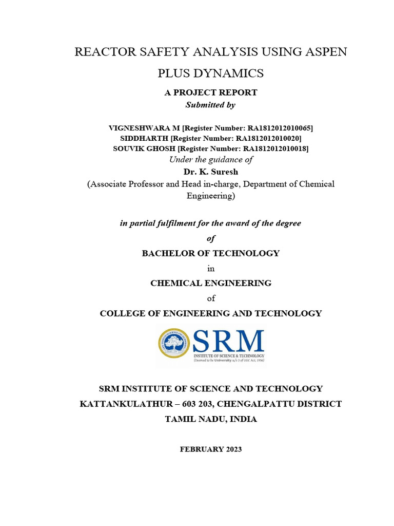 Report Ours | PDF | Chemical Reactor | Simulation